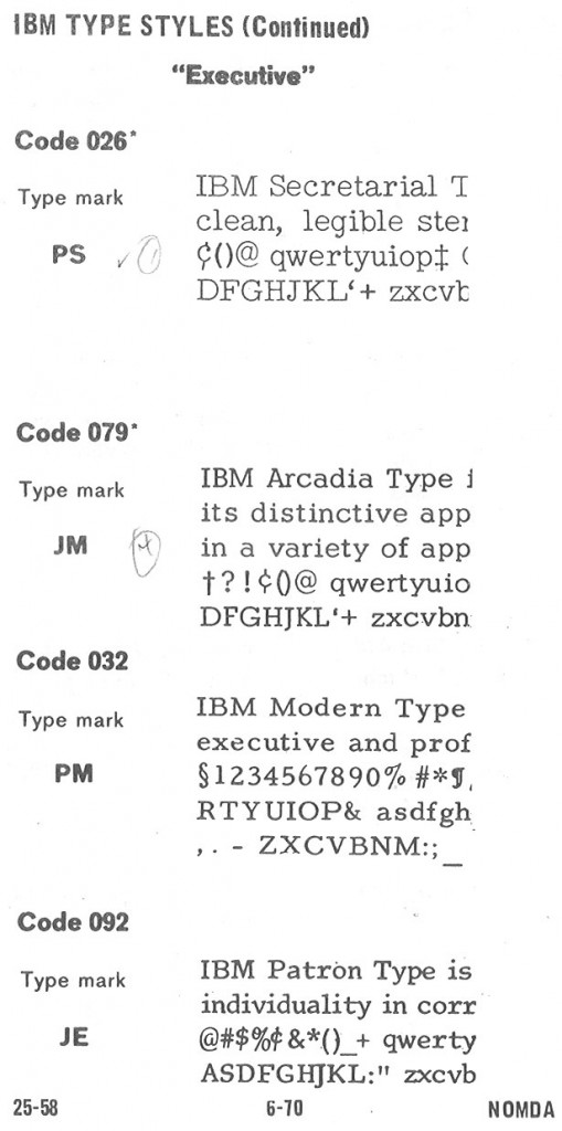 1964 NOMDA Blue Book: IBM Font Styles – To Type, Shoot Straight, and ...