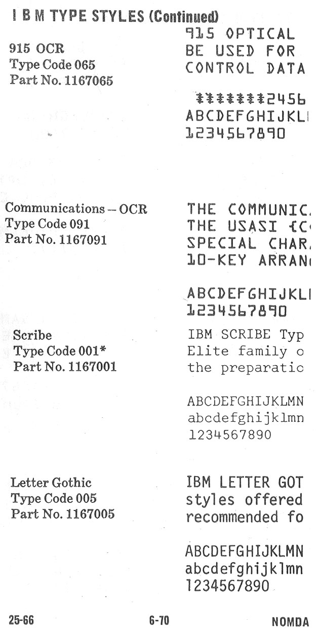 1964 NOMDA Blue Book: IBM Font Styles – To Type, Shoot Straight, and ...