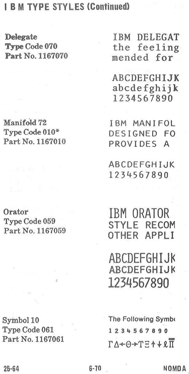 1964 NOMDA Blue Book: IBM Font Styles – To Type, Shoot Straight, and ...