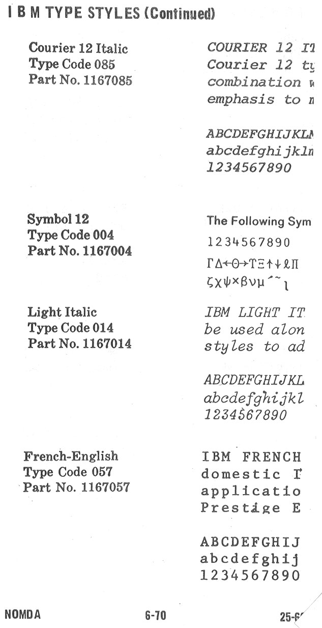 1964 NOMDA Blue Book: IBM Font Styles – To Type, Shoot Straight, and ...