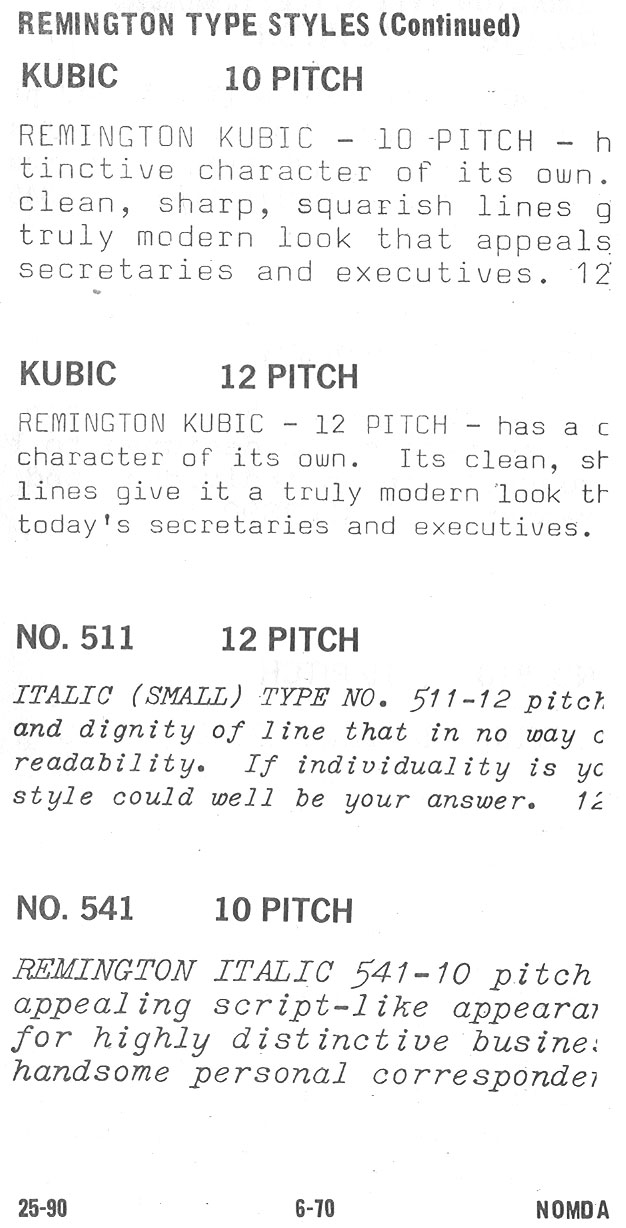1964 NOMDA Blue Book: Remington Font Styles – To Type, Shoot Straight ...