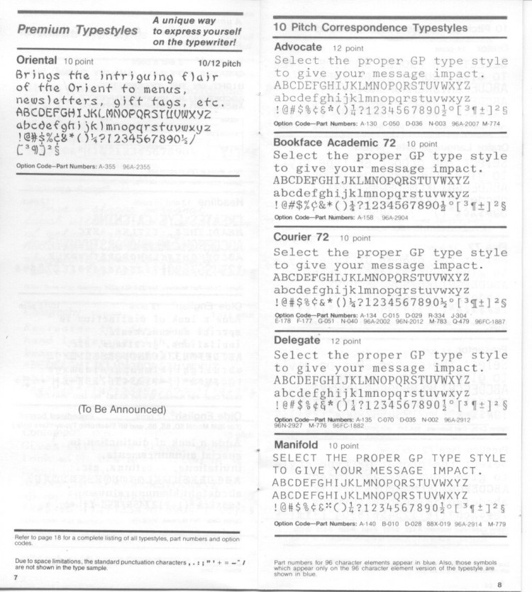 GP IBM Selectric Typeball Catalog – Font Styles – To Type, Shoot ...