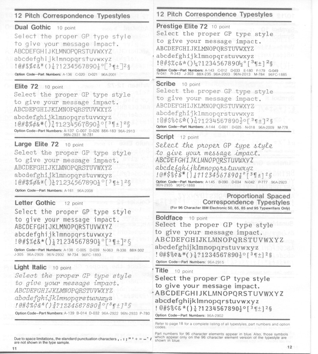 GP IBM Selectric Typeball Catalog – Font Styles – To Type, Shoot ...
