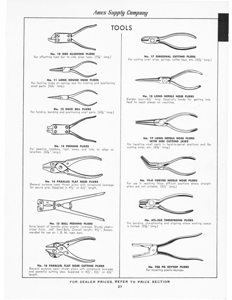 Typewriter Repair Tools Reference: 1960 Ames Catalog – To Type, Shoot ...
